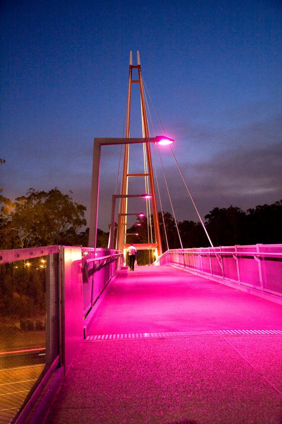 Griffith bridge lights up in pink for fight against breast cancer ...